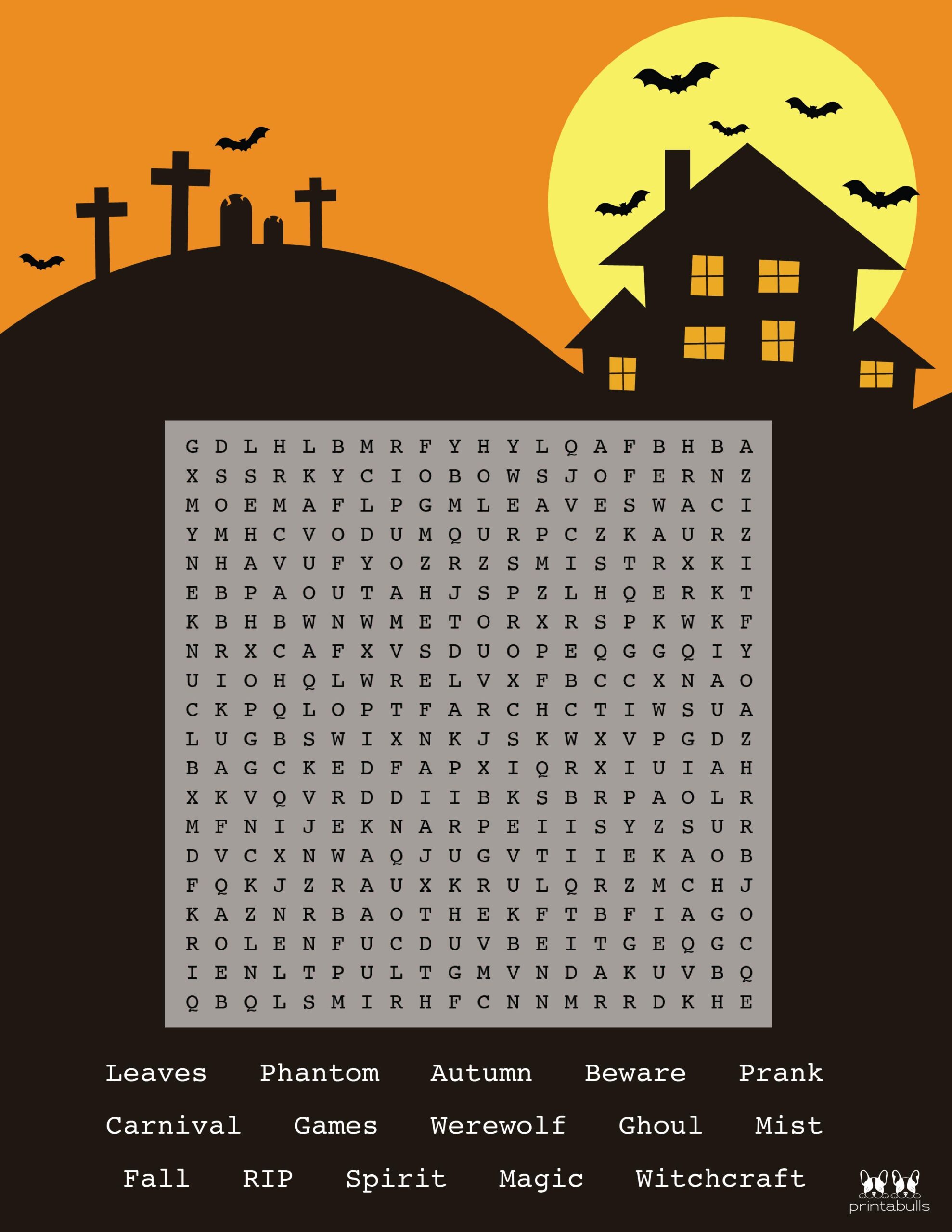 Free Printable Halloween Word Searches | Printabulls