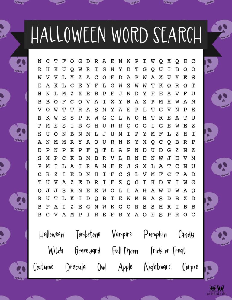 Free Printable Halloween Word Searches | Printabulls