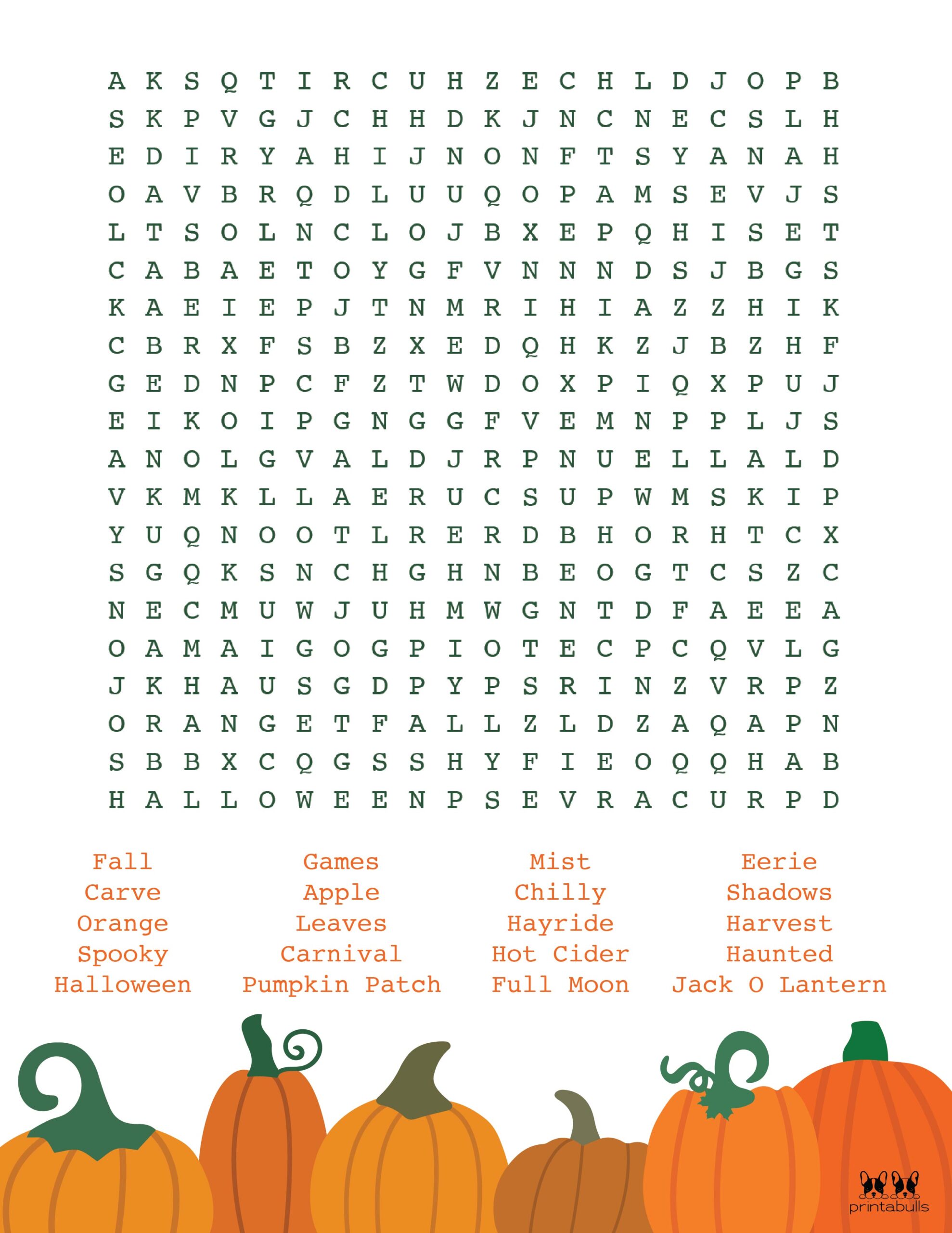 Free Printable Halloween Word Searches | Printabulls