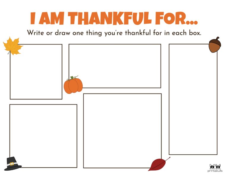 'I Am Thankful For' Printables - 10 Unique Worksheets | Printabulls