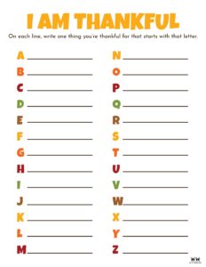 'I Am Thankful For' Printables - 10 Unique Worksheets - PrintaBulk