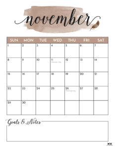 Free Printable November 2020 Calendars | Printabulls