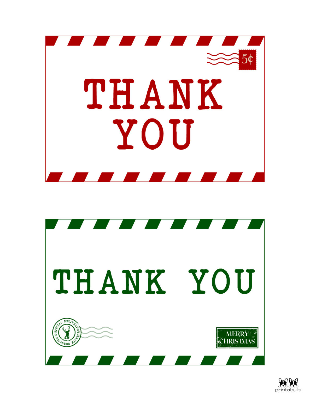 Christmas Thank You Cards - 25 Free Printable Cards | Printabulls
