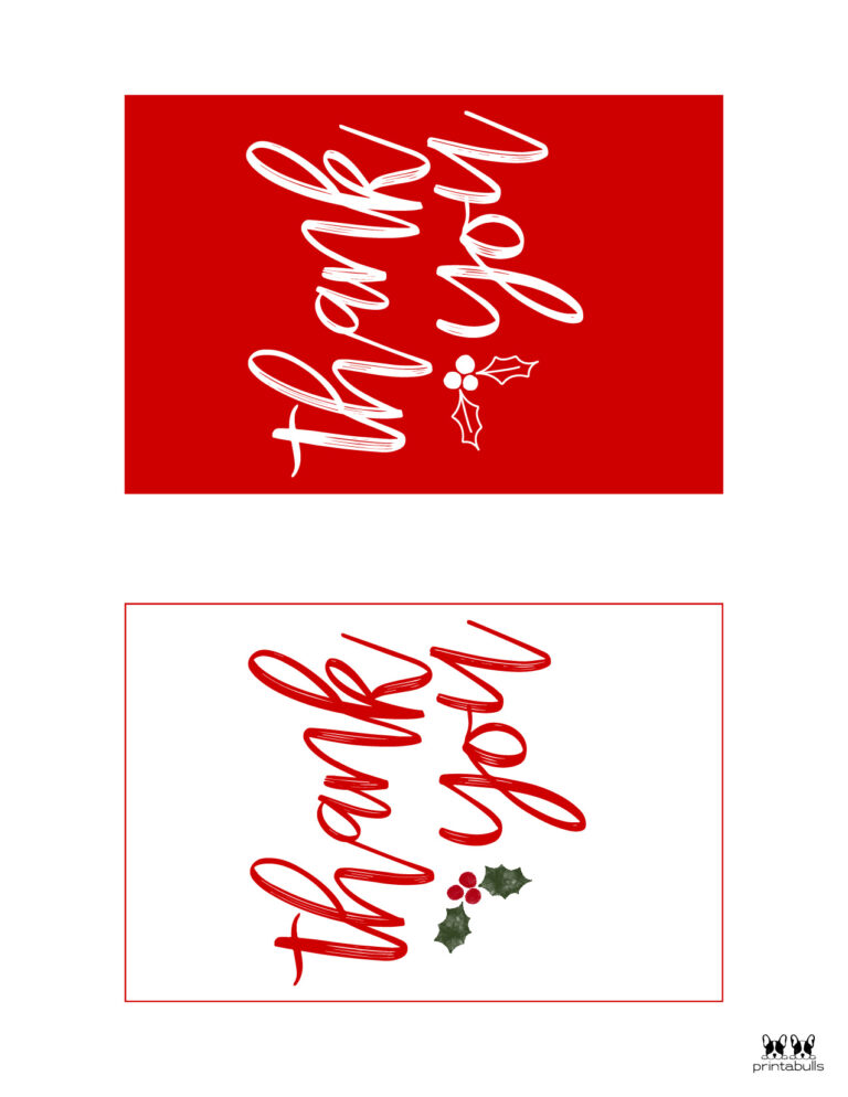 Christmas Thank You Cards - 25 Free Printable Cards | Printabulls