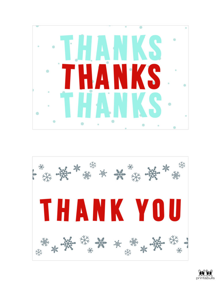 Christmas Thank You Cards - 25 Free Printable Cards | Printabulls