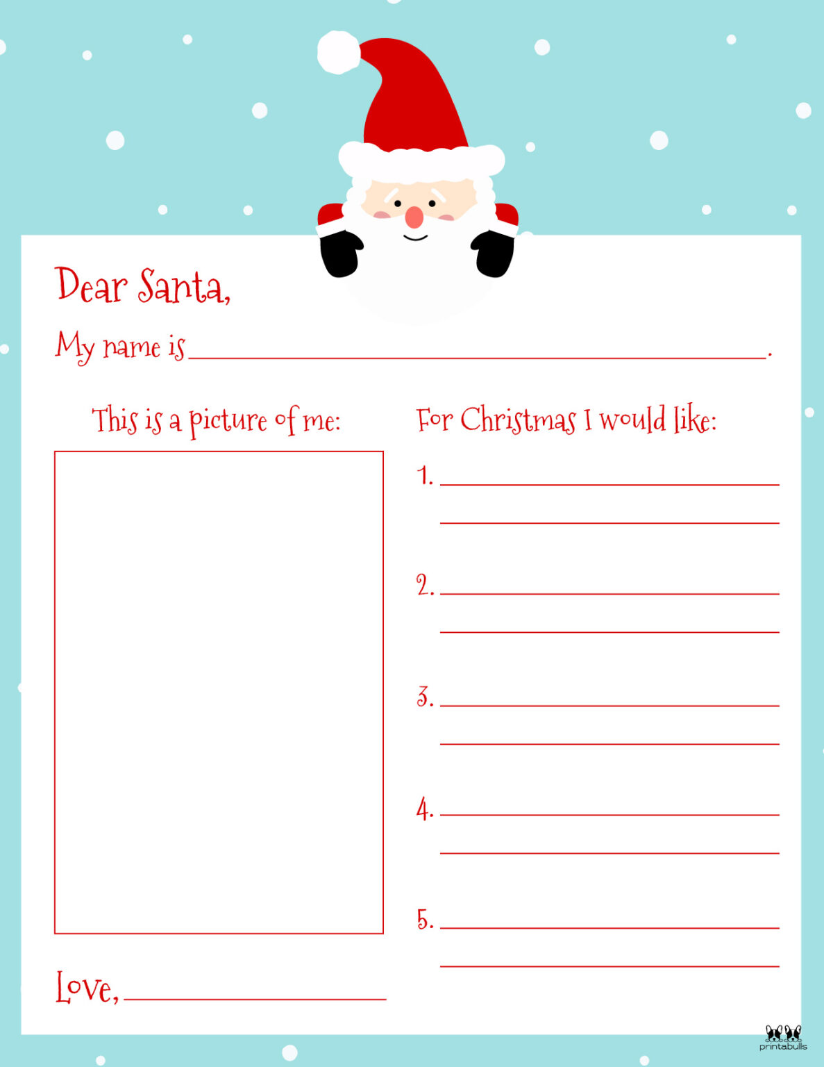 Dear Santa Letter Printables - FREE | Printabulls