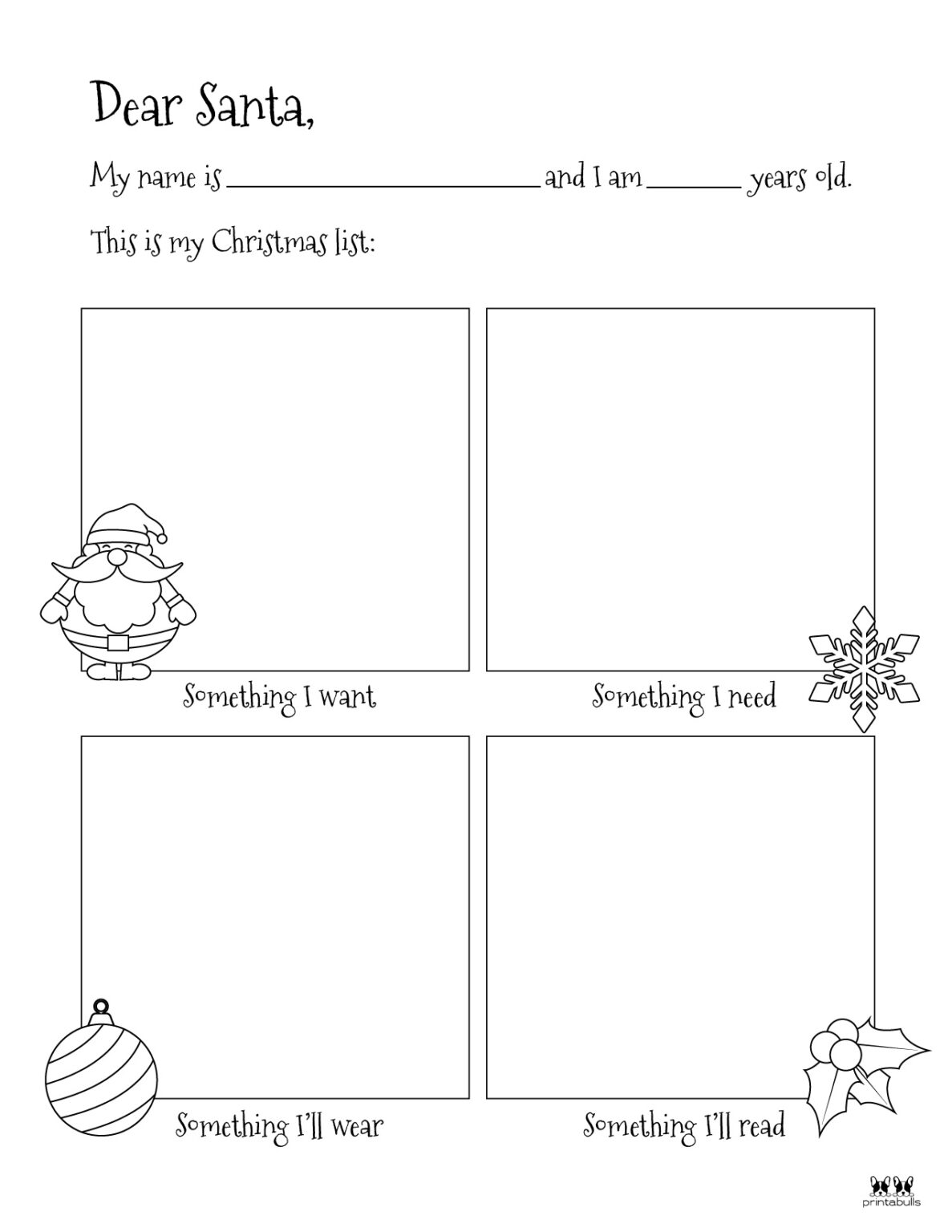 Dear Santa Letter Printables - FREE | Printabulls