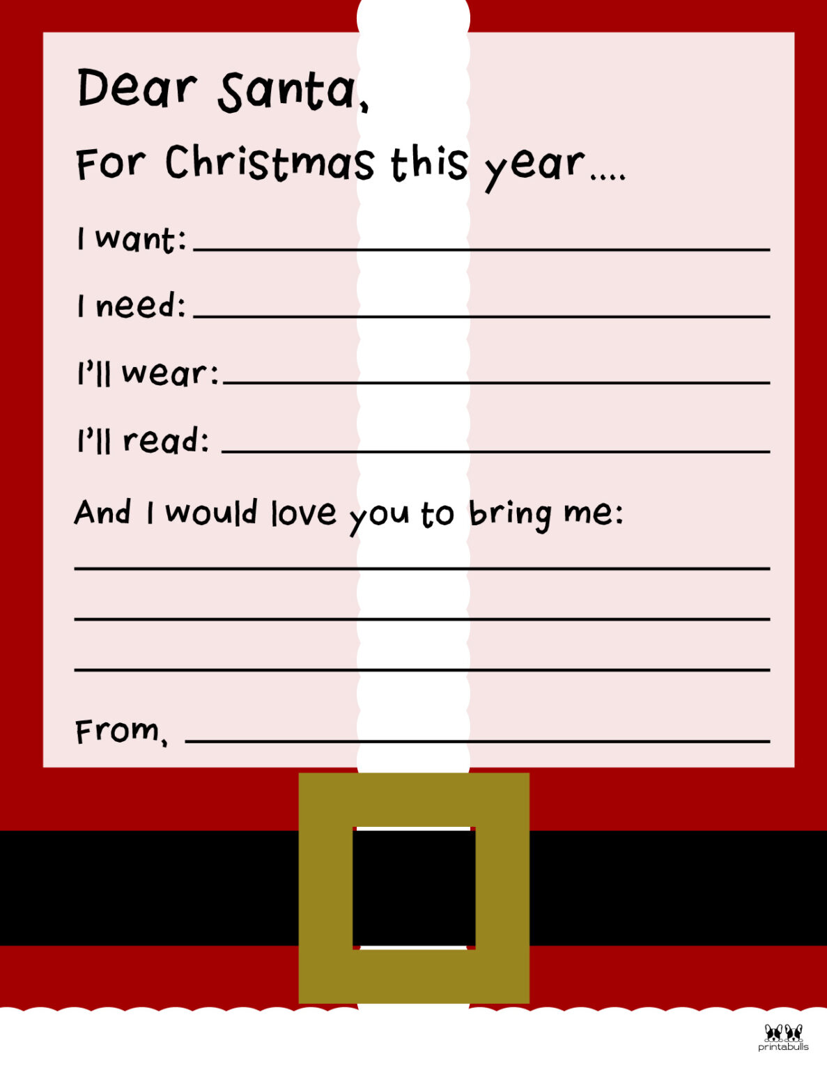 Dear Santa Letter Printables - FREE | Printabulls