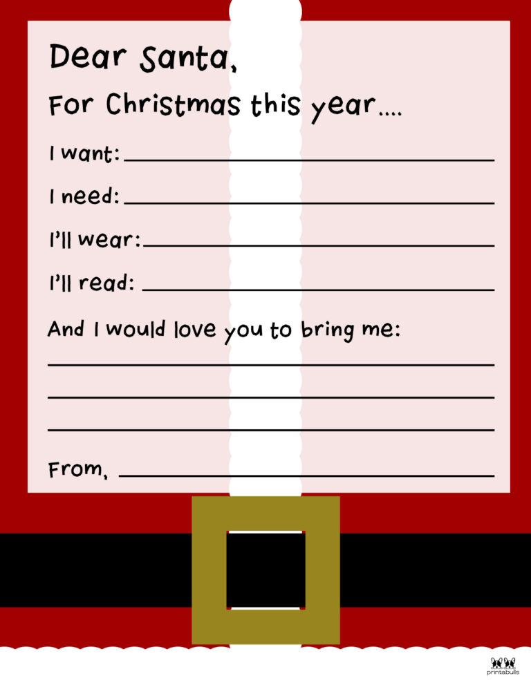 Dear Santa Letter Printables - FREE | Printabulls