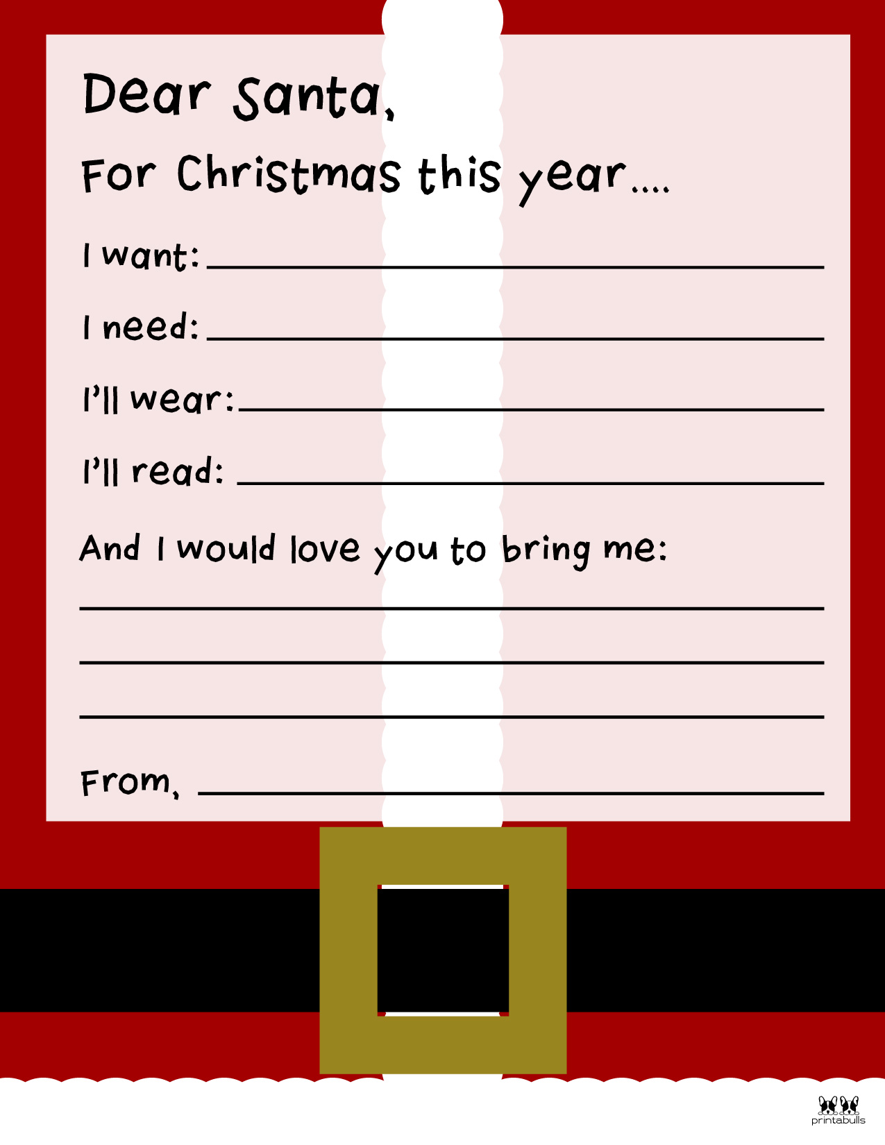 Dear Santa Letter Printables - FREE | Printabulls