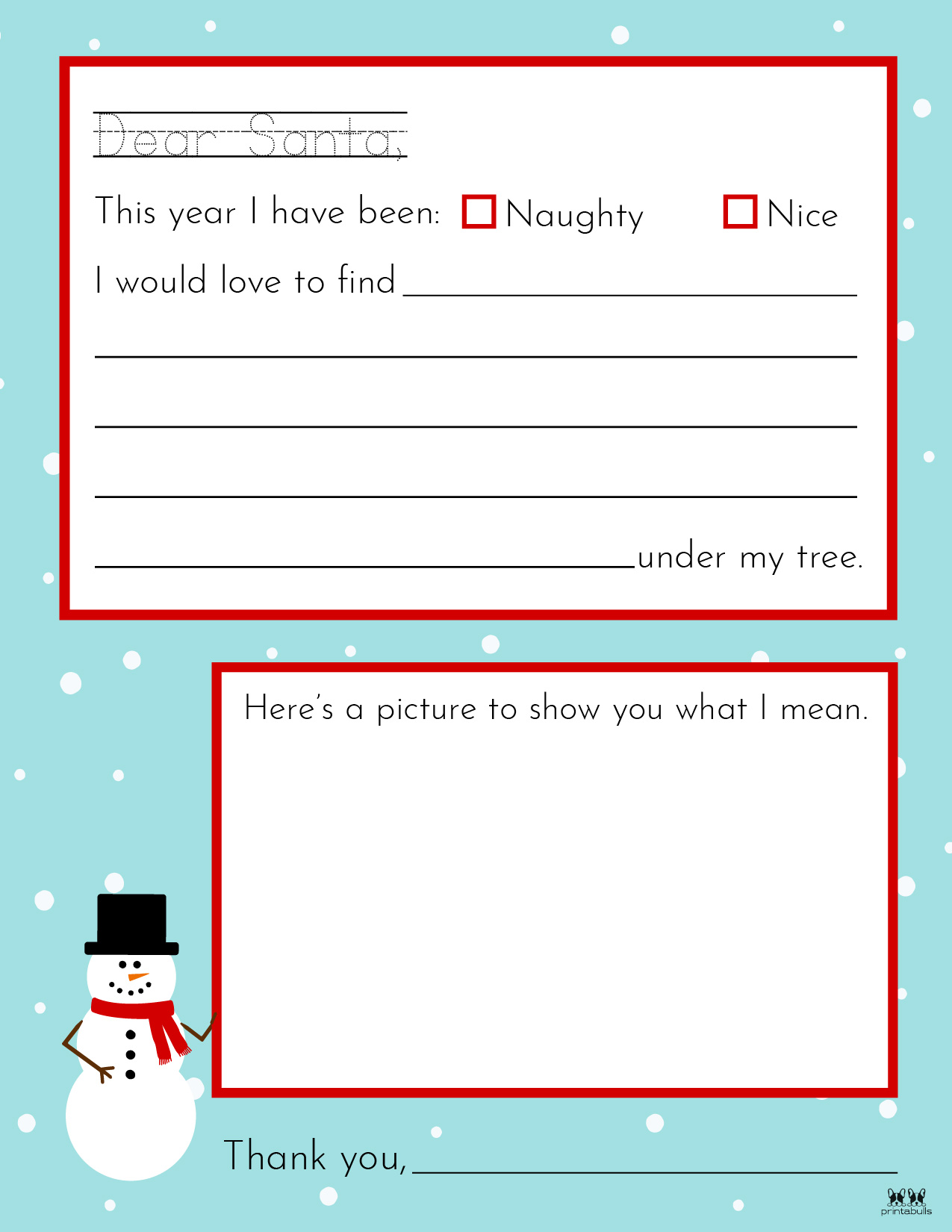 Dear Santa Letter Printables - FREE | Printabulls