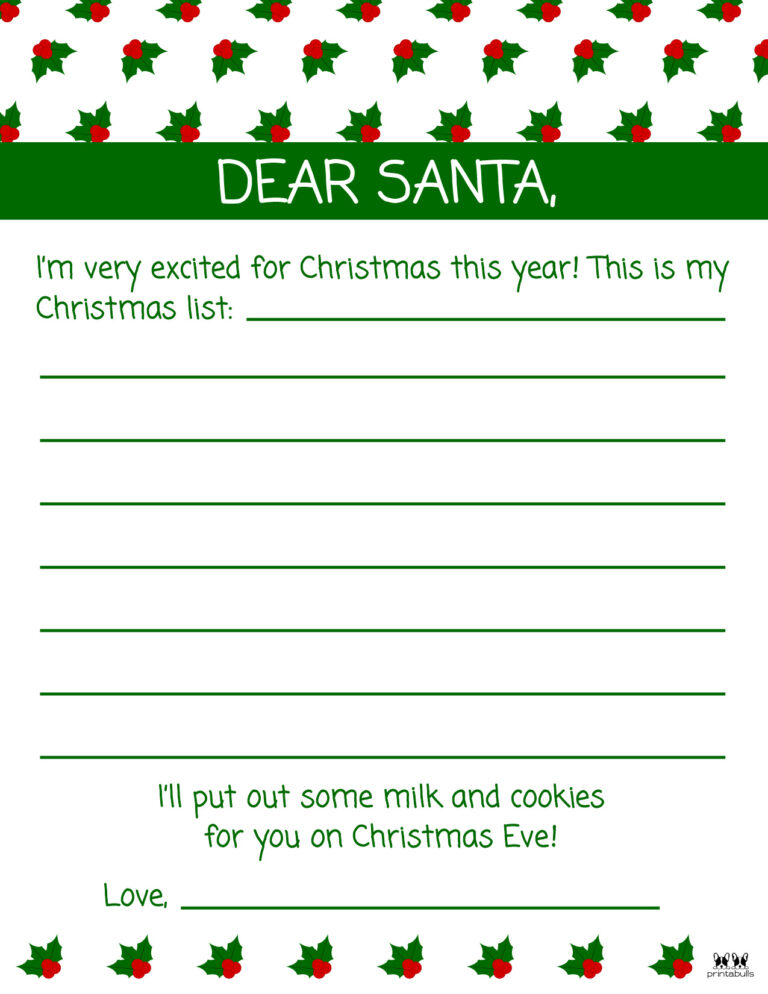 Dear Santa Letter Printables - FREE | Printabulls