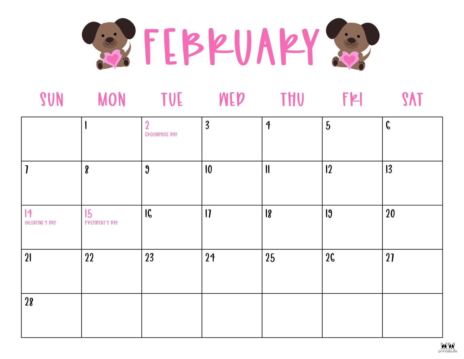 February 2021 Calendars Free Printables Printabulls