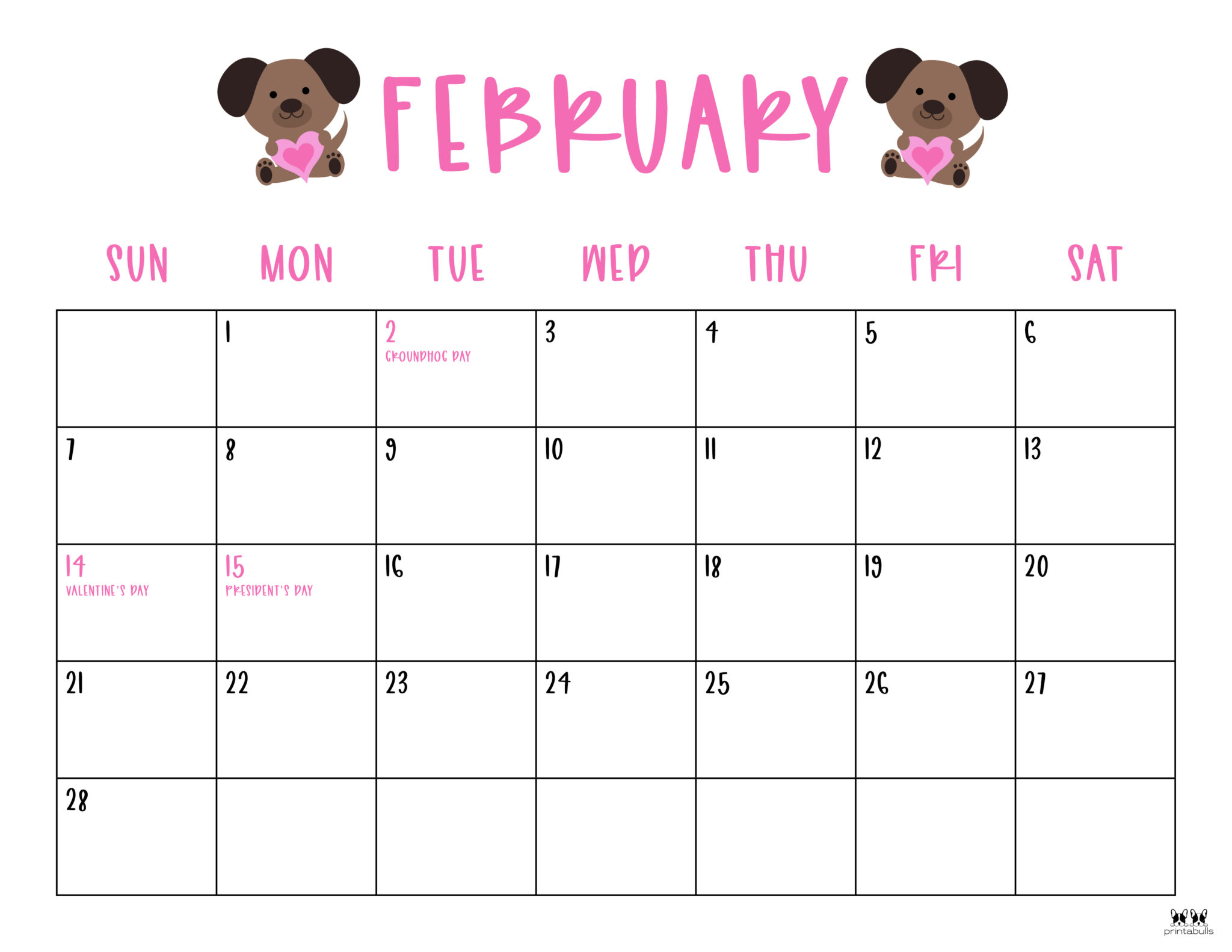 February 2021 Calendars Free Printables Printabulls