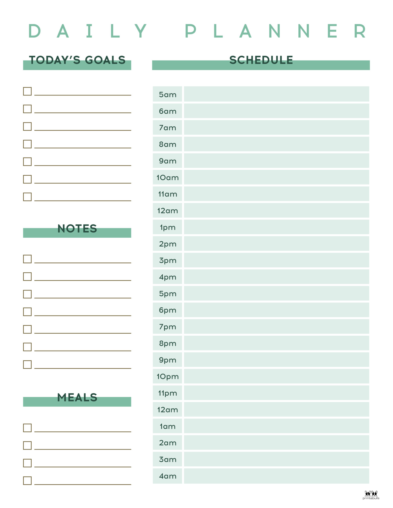 Hourly Planners - 20 FREE Printables | Printabulls