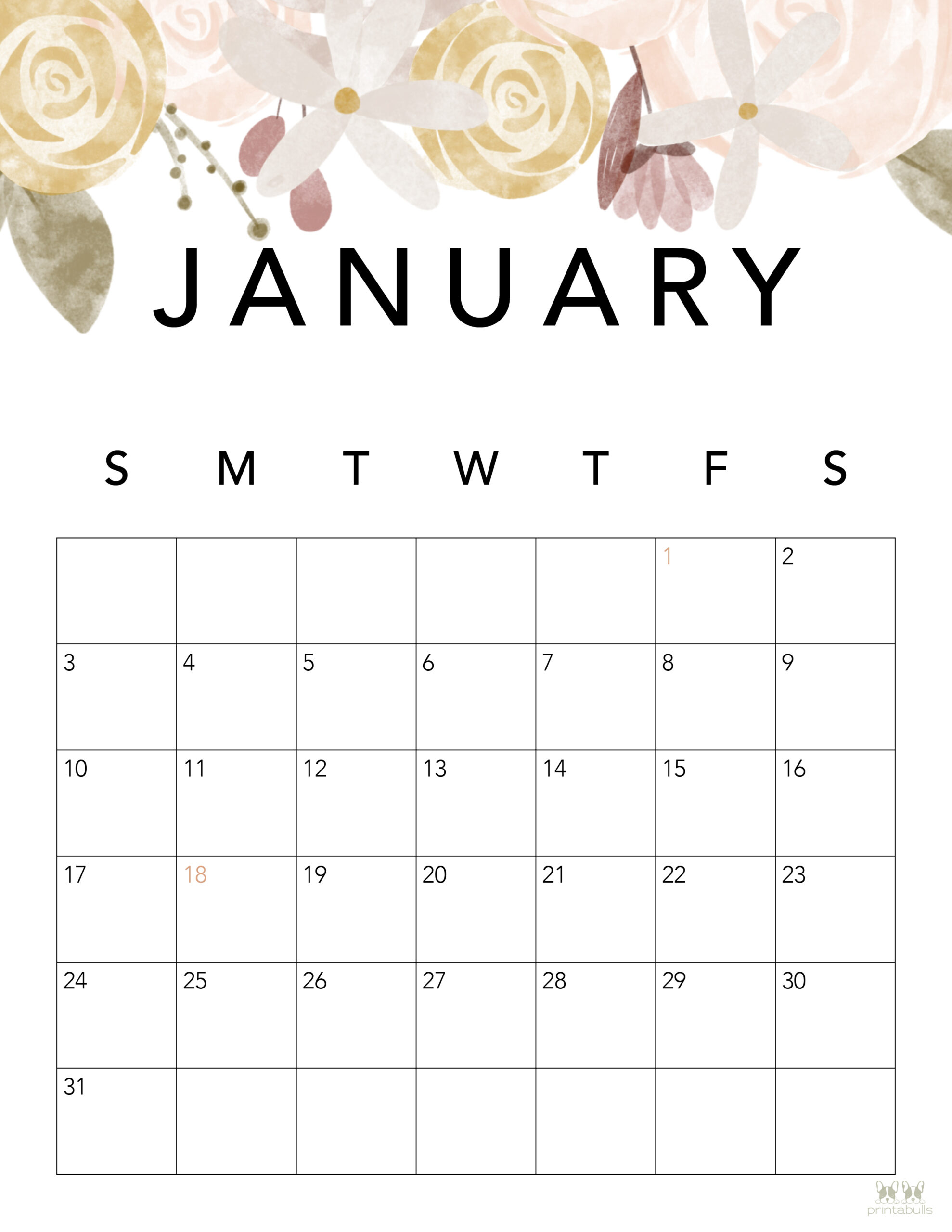January 2021 Calendars - 15 Free Calendars | Printabulls