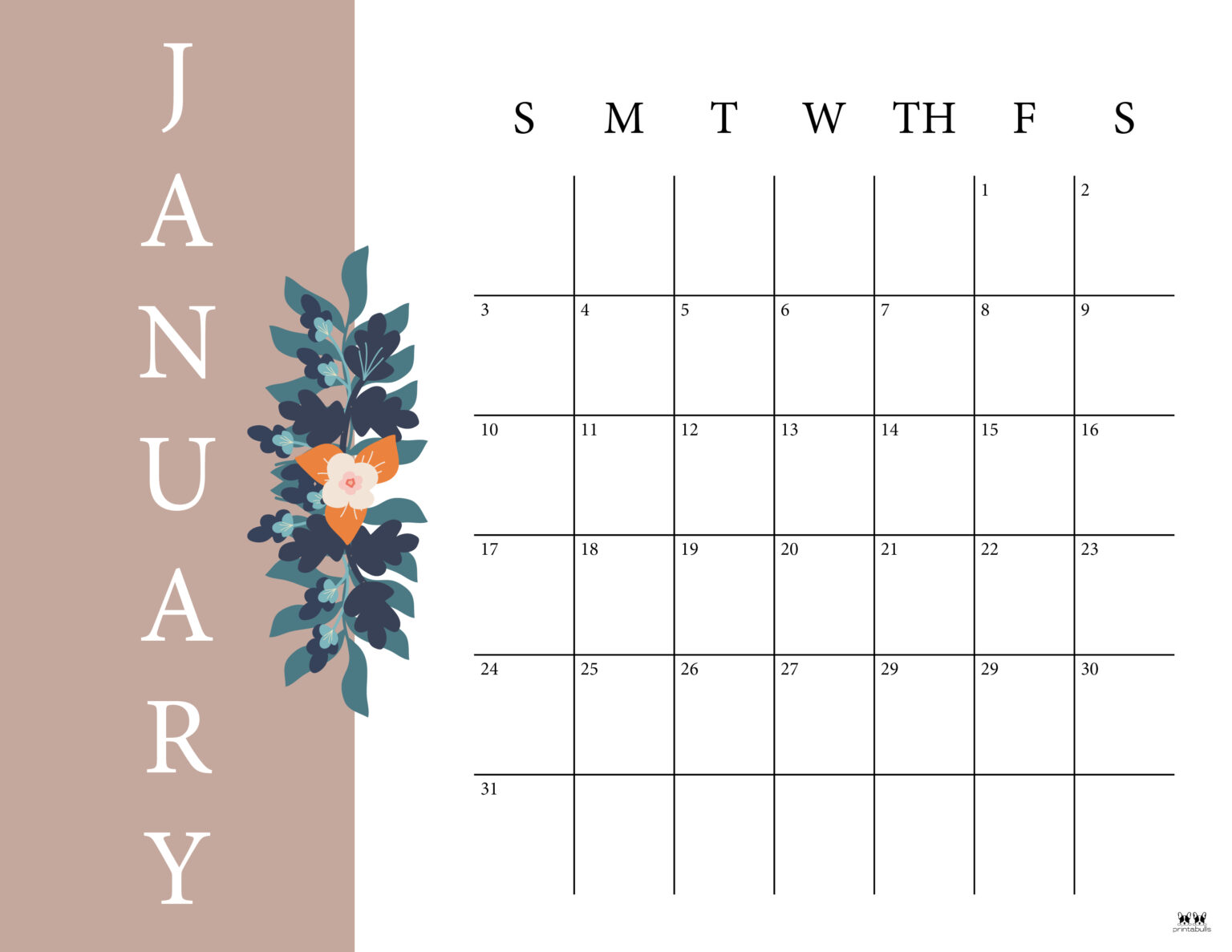 January 2021 Calendars - 15 Free Calendars | Printabulls
