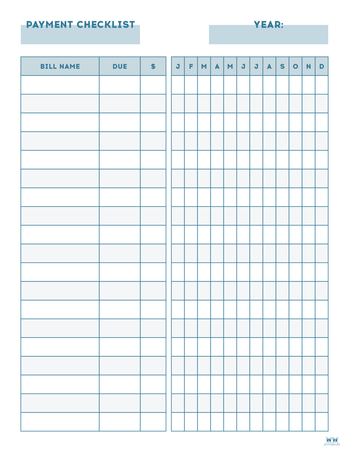Monthly Bill Organizers 18 Free Printables Printabulls