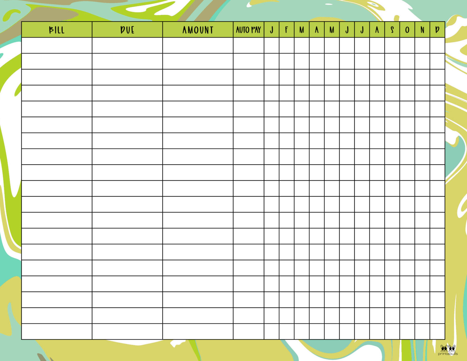 Monthly Bill Organizers - 23 Free Printables | Printabulls