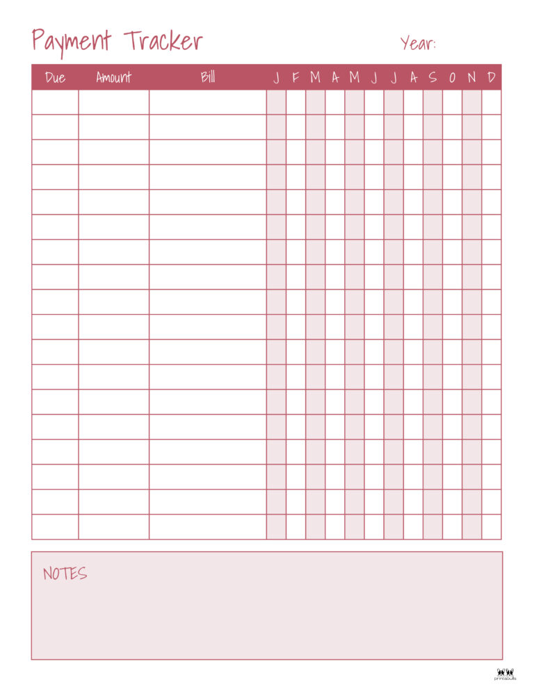 Monthly Bill Organizers - 18 Free Printables - PrintaBulk