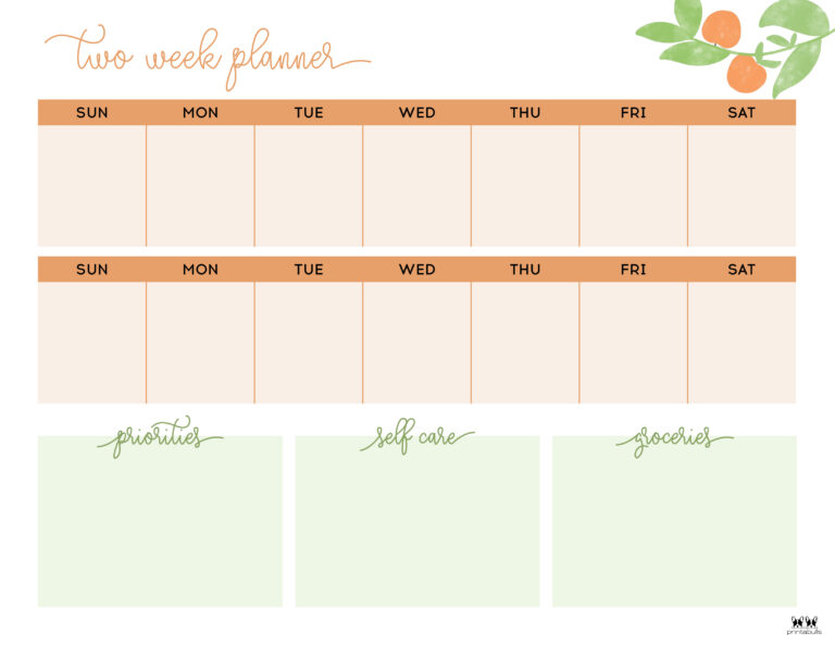 Two Week Planners - Free Printables | Printabulls