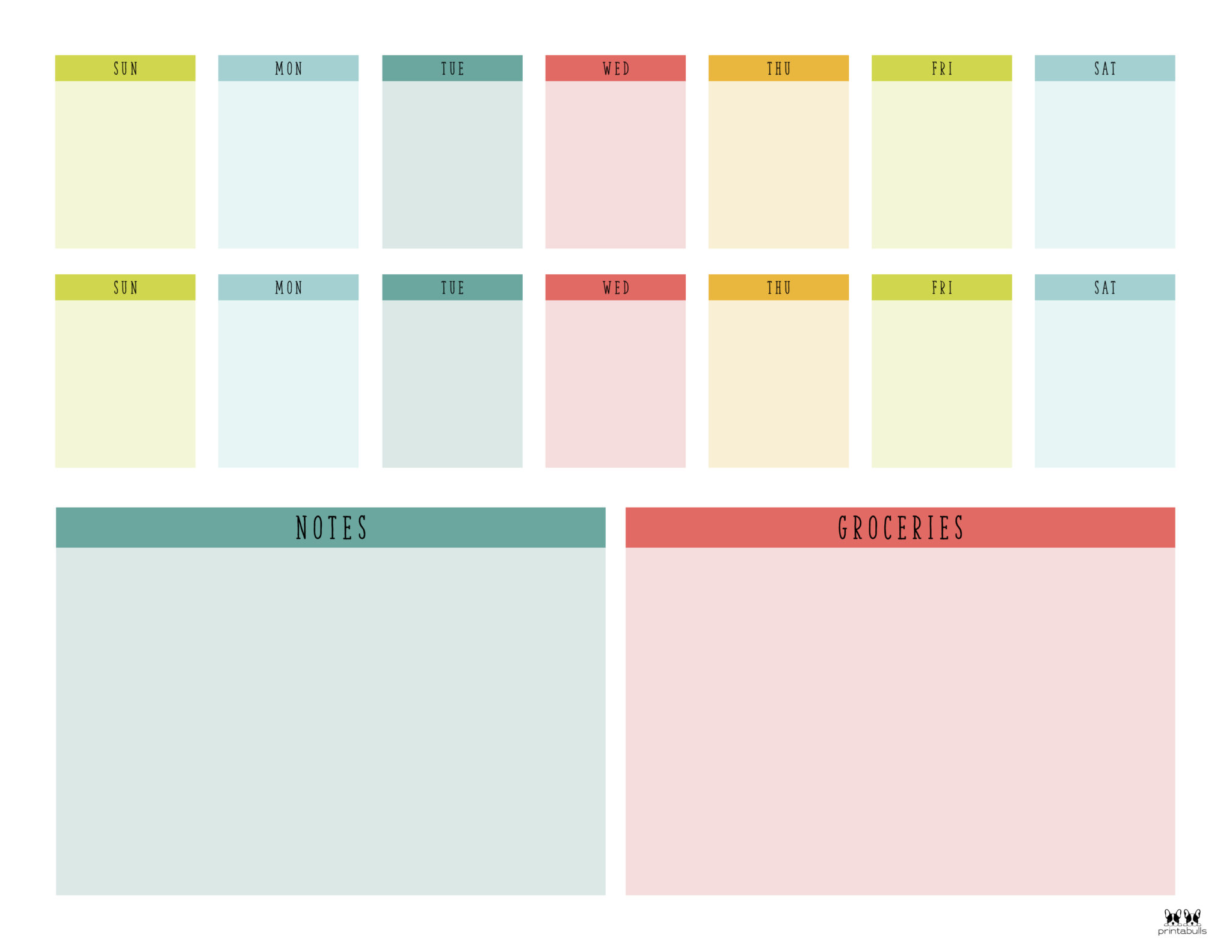 Two Week Planners - Free Printables | Printabulls