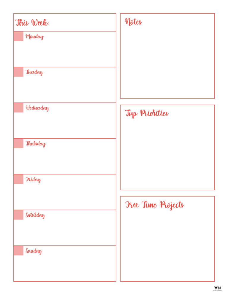 Weekly To Do List Printables - 19 Free Lists | Printabulls