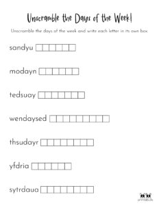 Days of the Week Worksheets & Printables - 50 Free Pages | Printabulls