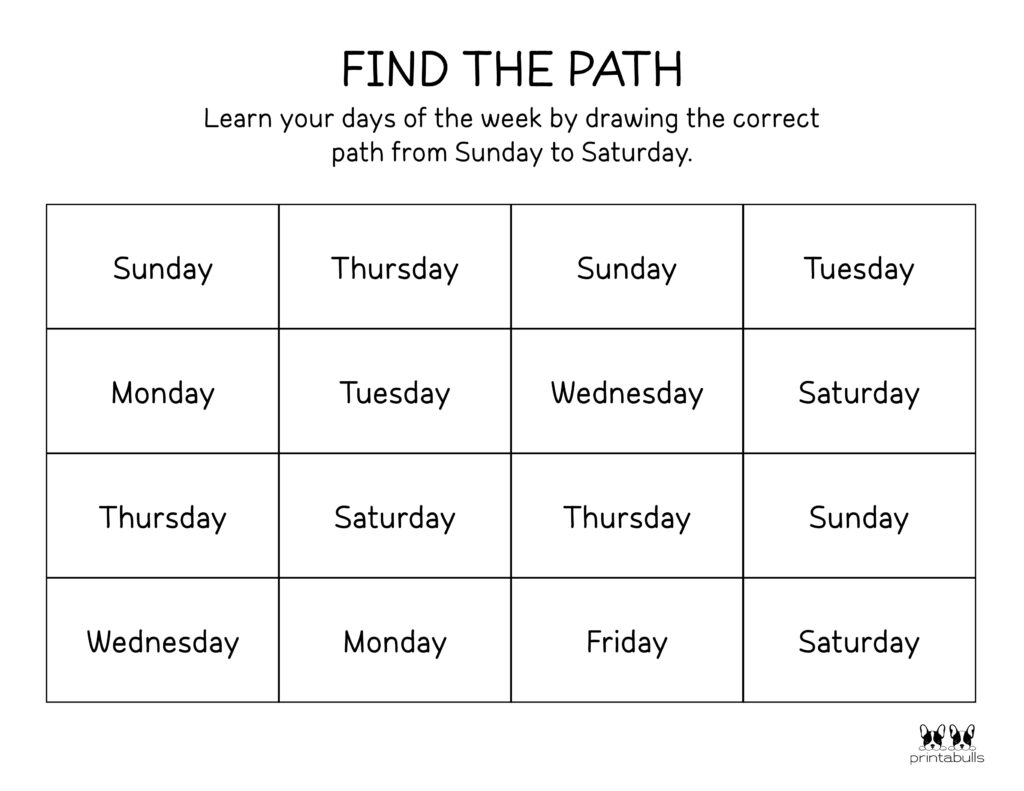 Days Of The Week Coloring Pages