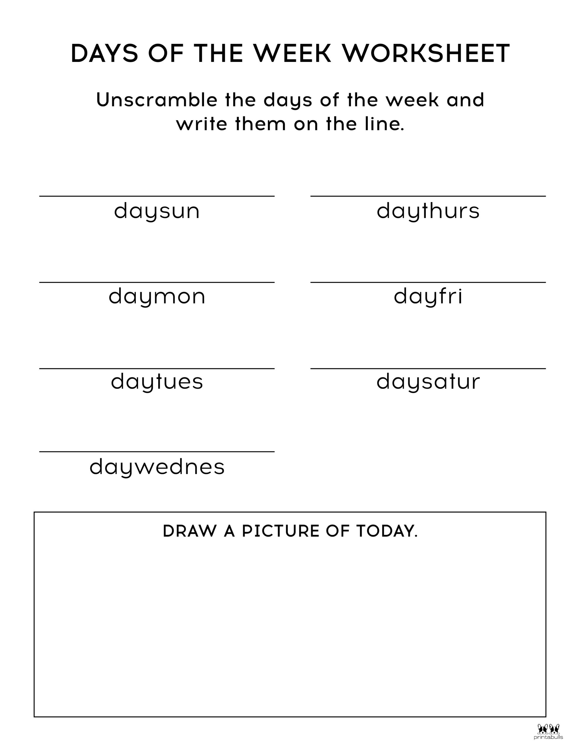 Days of the Week Worksheets & Printables - 50 Free Pages | Printabulls