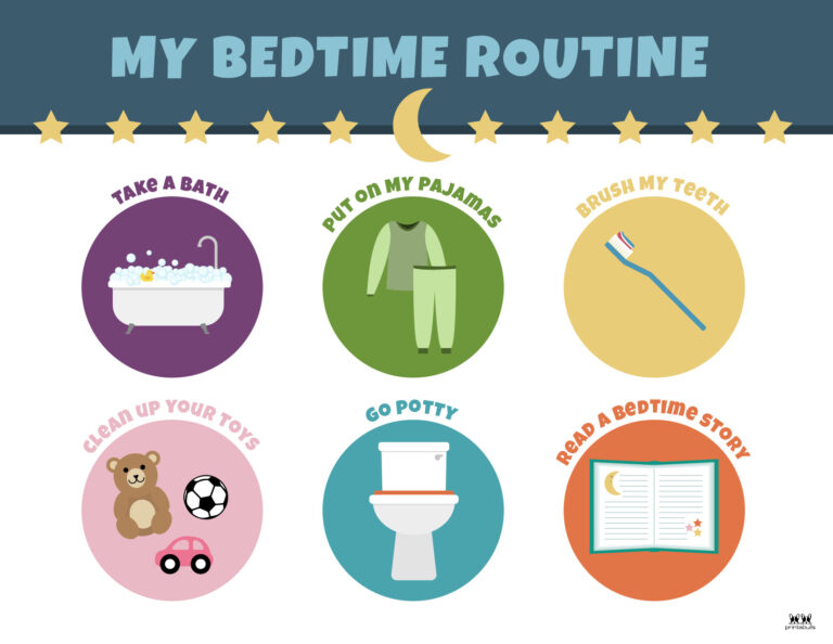 Bedtime Routine Charts - 20 FREE Printables | Printabulls