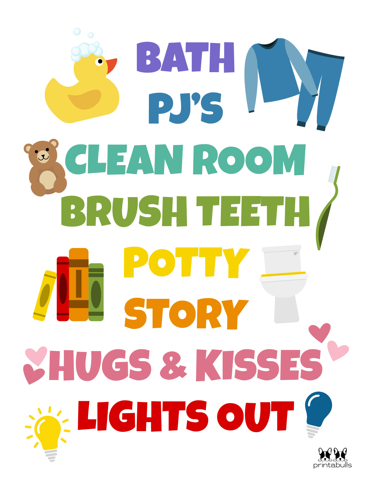Bedtime Routine Charts - 20 FREE Printables | Printabulls