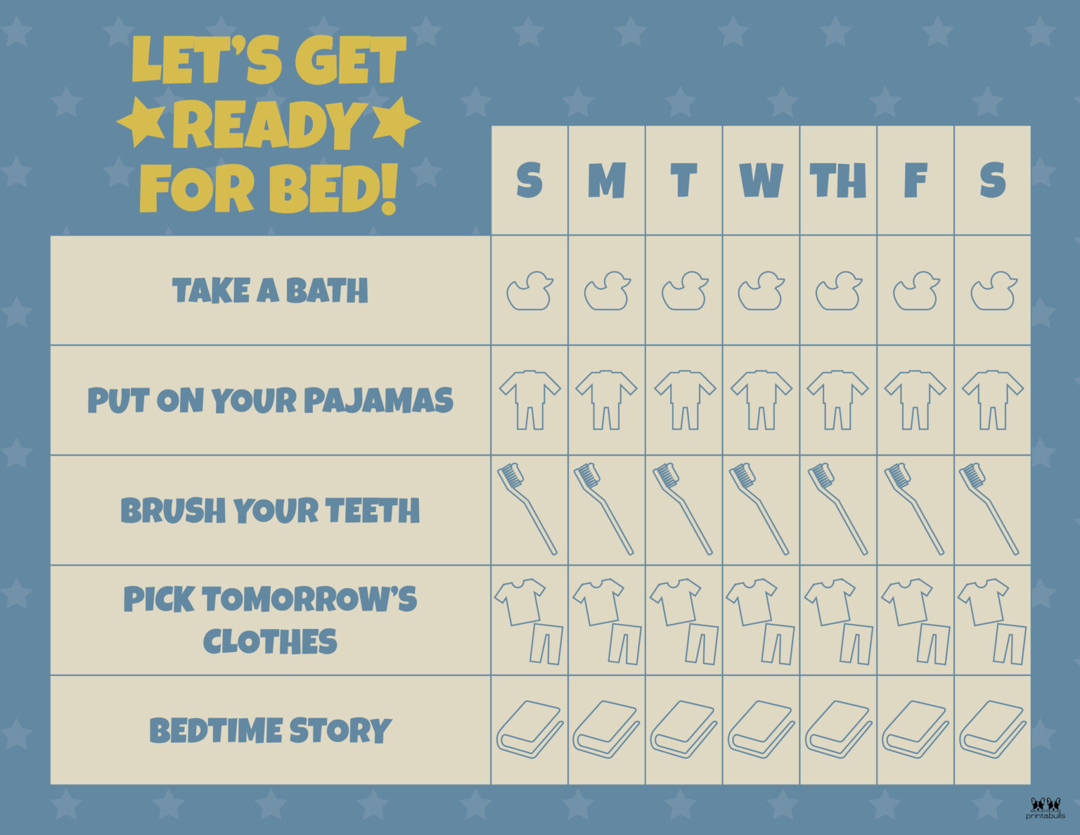 Bedtime Routine Charts - 20 FREE Printables | Printabulls