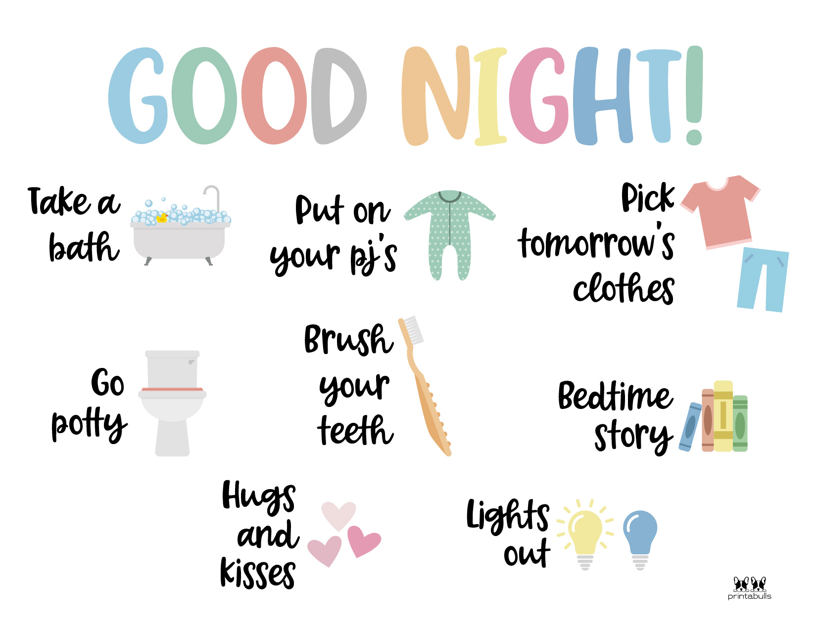Bedtime Routine Charts - 15 FREE Printables - PrintaBulk