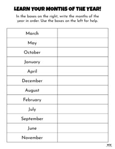 Months of the Year Worksheets & Printables | Printabulls