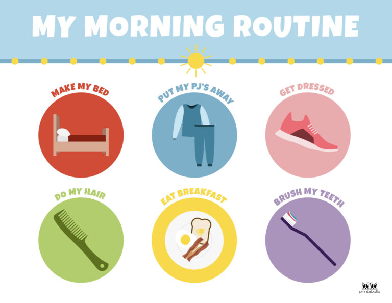 Morning Routine Charts - 15 Free Printables | Printabulls
