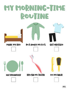 Morning Routine Charts - 15 Free Printables | Printabulls