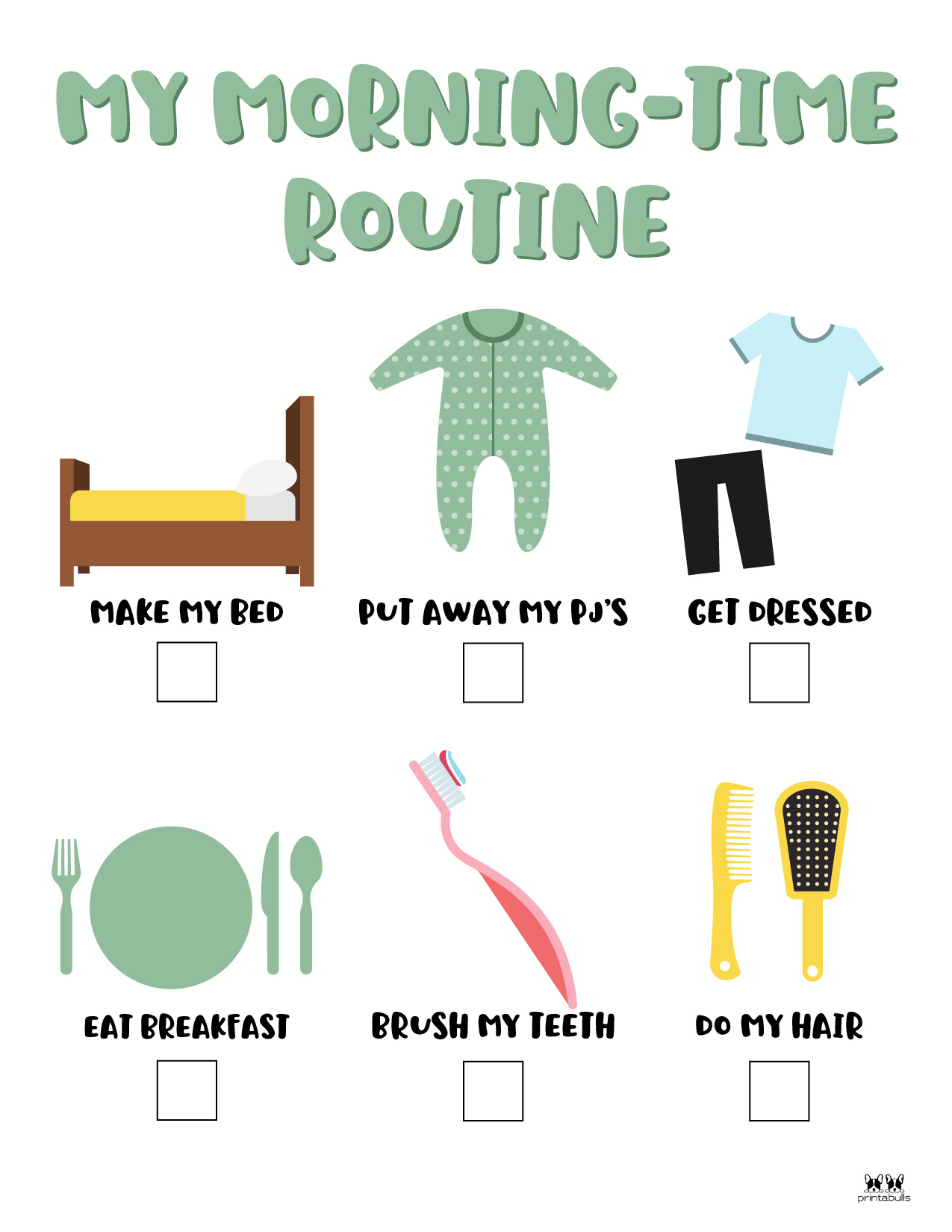 Morning Routine Charts - 15 Free Printables | Printabulls