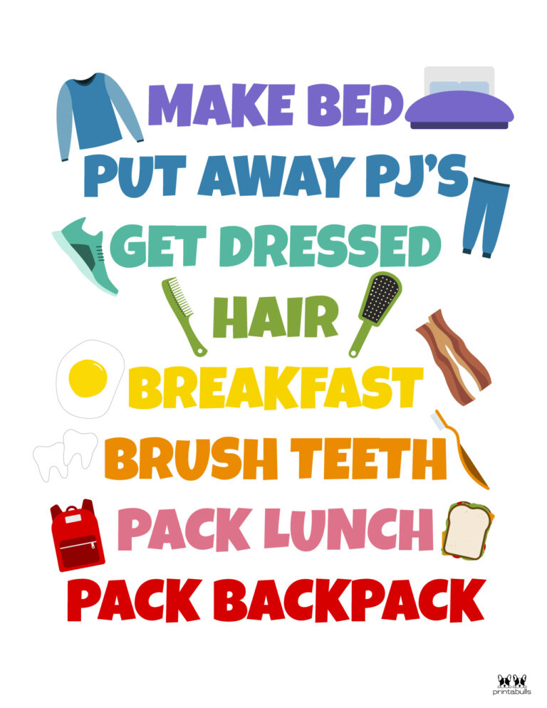 Morning Routine Charts - 15 Free Printables | Printabulls