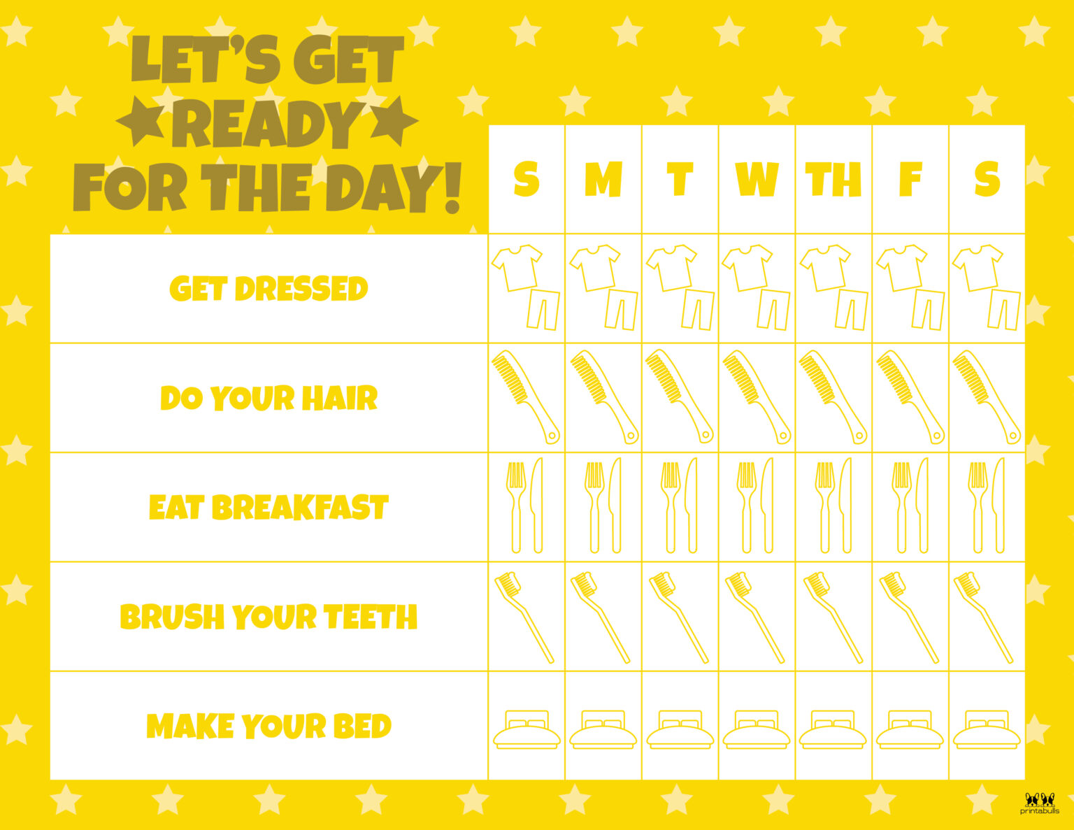 Morning Routine Charts - 15 Free Printables | Printabulls