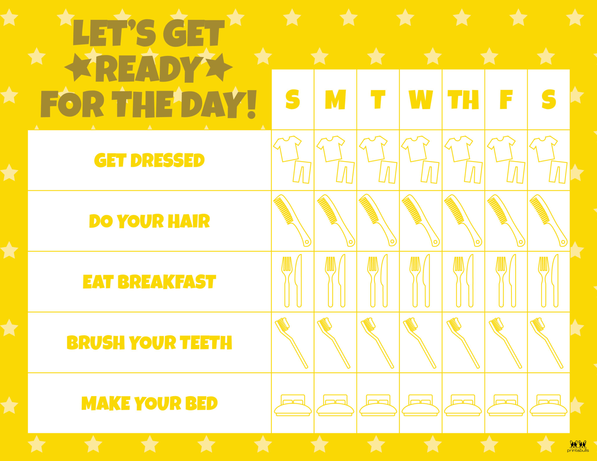 Morning Routine Charts - 15 Free Printables | Printabulls