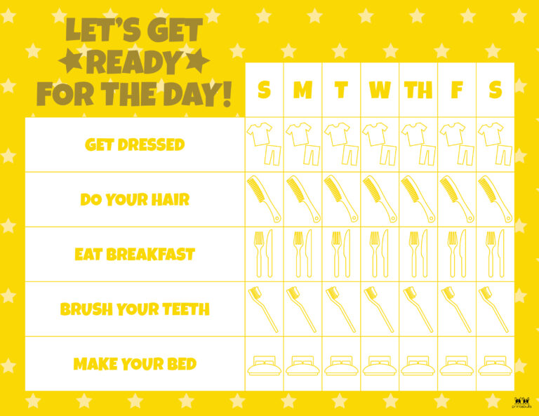 Morning Routine Charts - 15 Free Printables | Printabulls