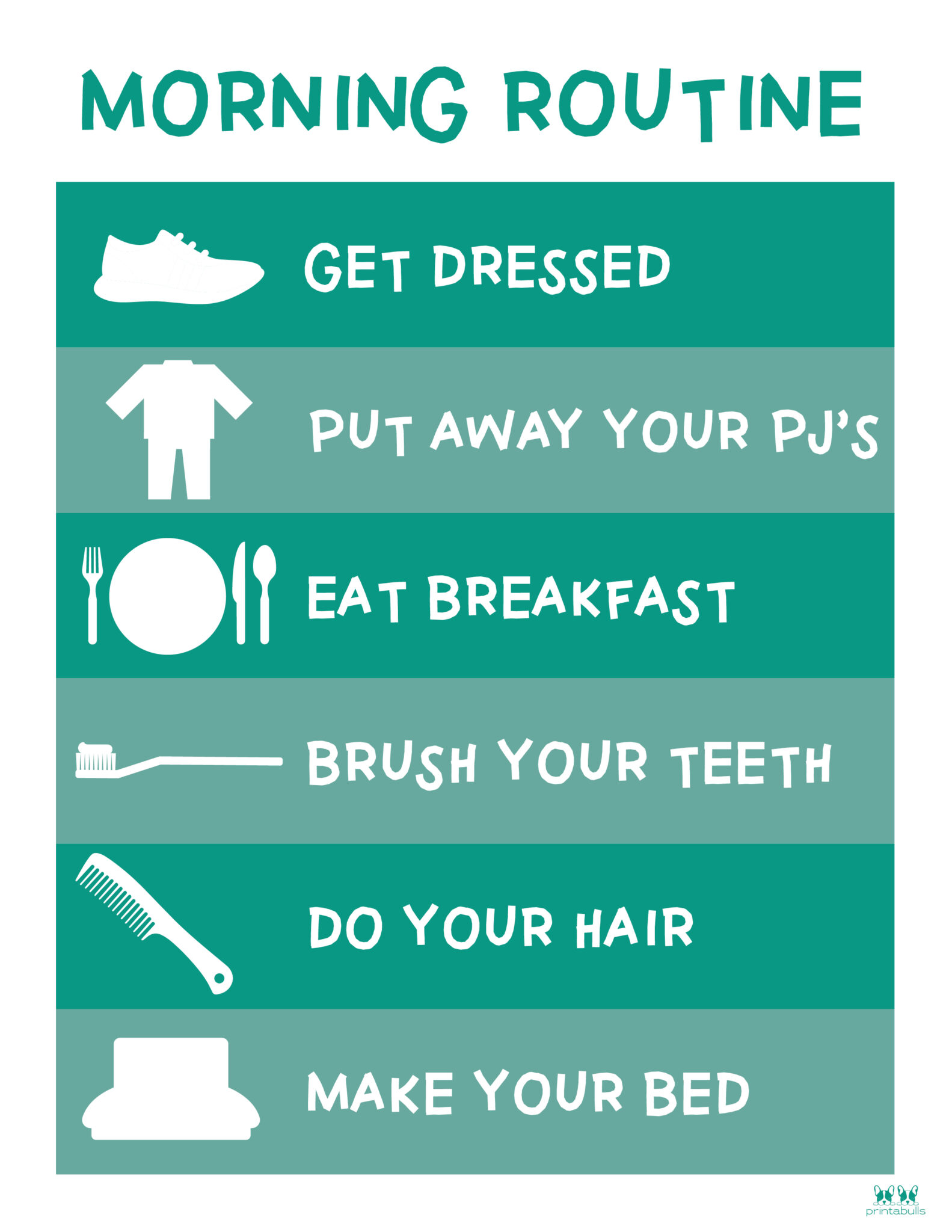 Morning Routine Charts - 15 Free Printables | Printabulls