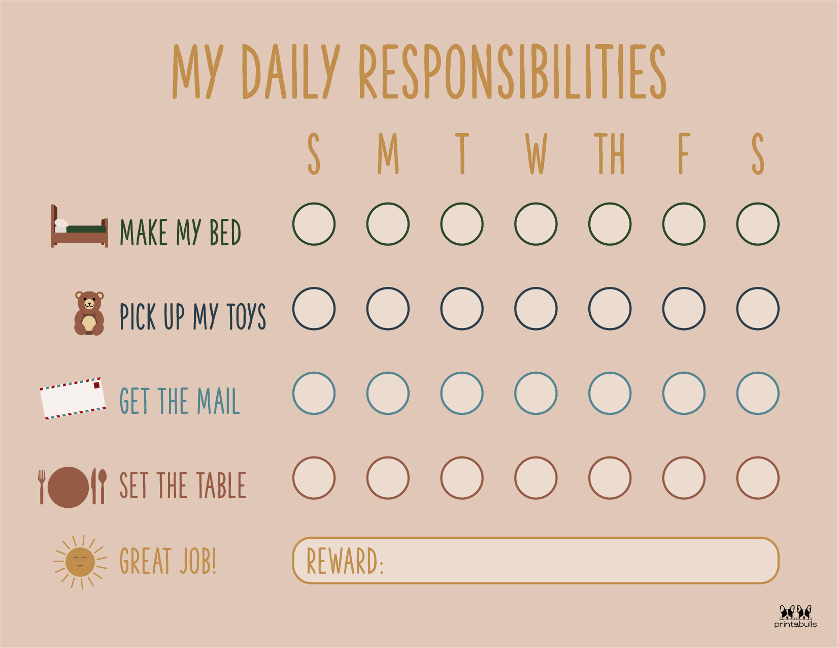 Toddler Chore Charts - Free Printables | Printabulls