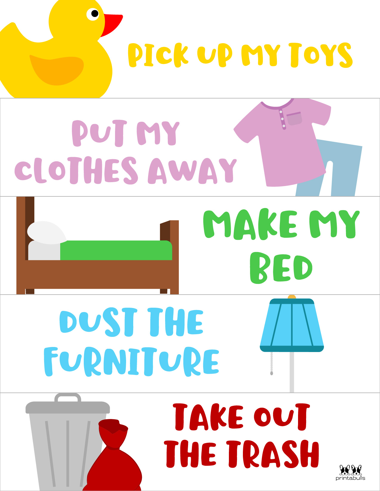 Toddler Chore Charts - Free Printables | Printabulls
