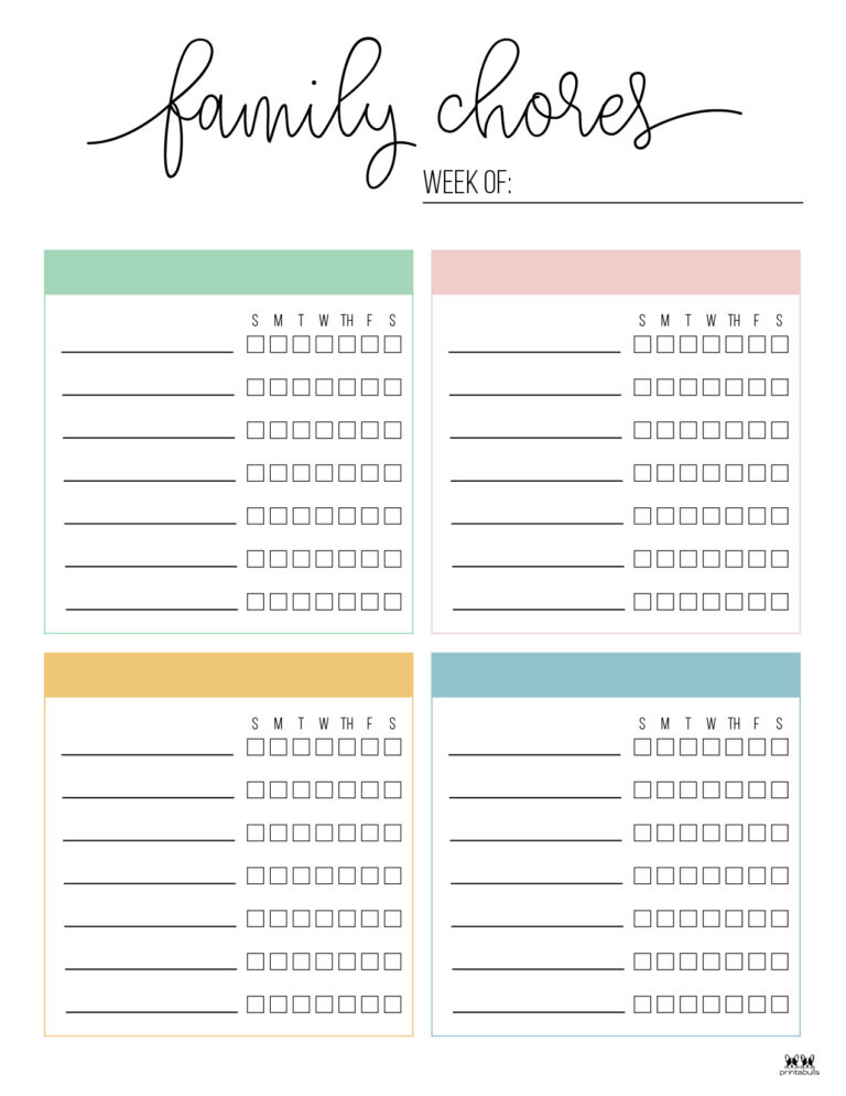 Multiple Children Chore Charts - 10 Free Printable Charts | Printabulls