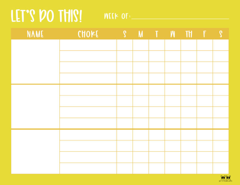 Multiple Children Chore Charts - 10 Free Printable Charts | Printabulls