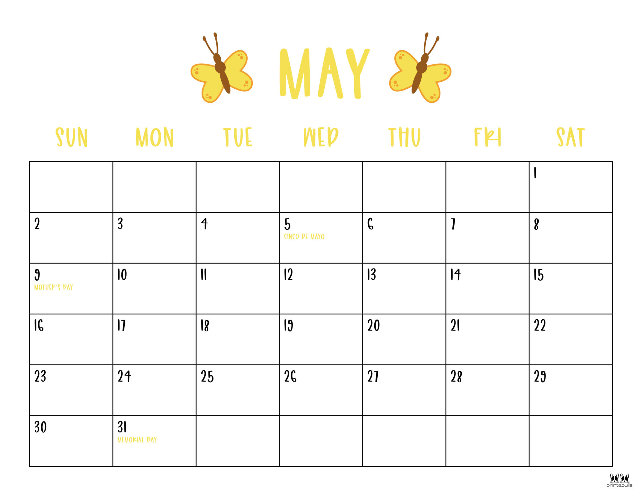 May 2021 Calendars - Free Printables | Printabulls