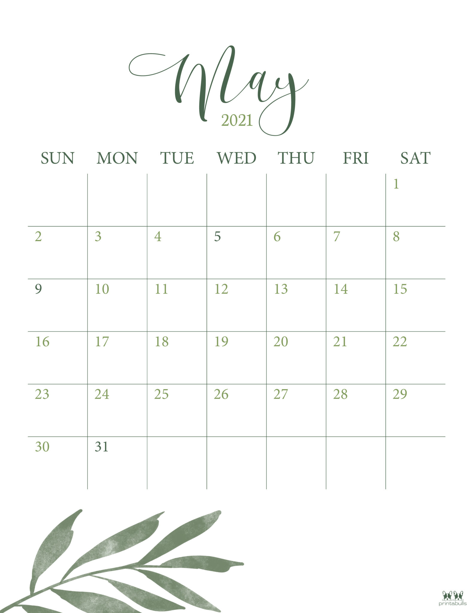 May 2021 Calendars - Free Printables | Printabulls