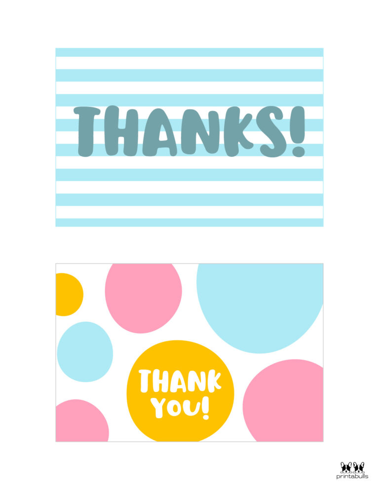 150+ Printable Thank You Cards - FREE | Printabulls